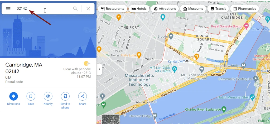 Cómo encontrar su código postal usando Google Maps - Abierto Cerca De Mi 24